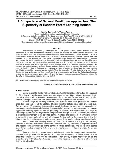 Pdf A Comparison Of Retweet Prediction Approaches The Superiority Of