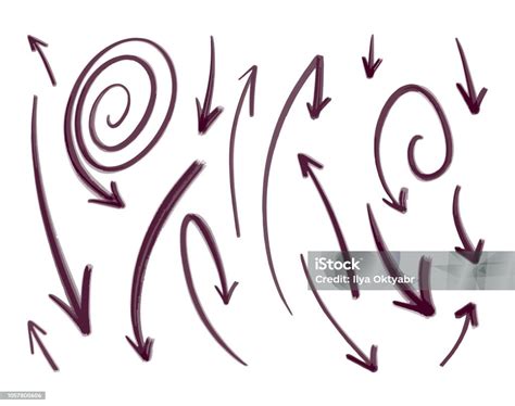 화살표는 흰색 바탕에 손으로 그려진된 벡터 격리를 설정 합니다 0명에 대한 스톡 벡터 아트 및 기타 이미지 0명 곡선 그래프 Istock