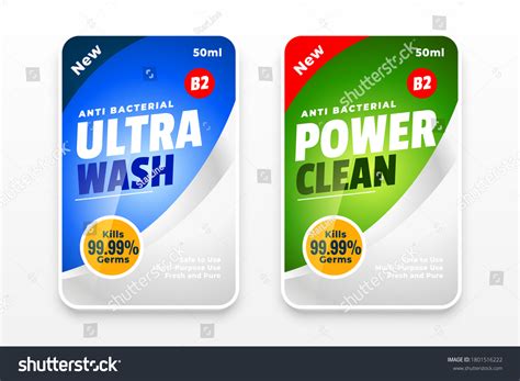Disinfectant Cleaner Two Labels Template Design Stock Vector Royalty