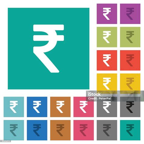 Indische Rupie Zeichen Quadratische Flache Multi Farbige Symbole Stock