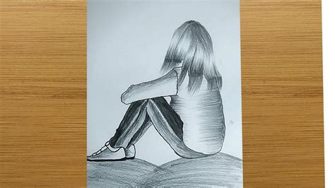 Pencil Sketches Of Lonely Sad Girl
