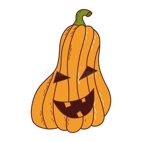 Cute Pumpkin With Funny Face Halloween Element Stock Vector