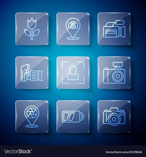 Set Line Camera Shutter Battery For Camera Photo Vector Image Set Line Camera Shutter Battery For Camera Photo Vector Image