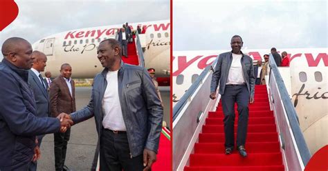 William Ruto Jets Back From Switzerland Aboard Kenya Airways Received