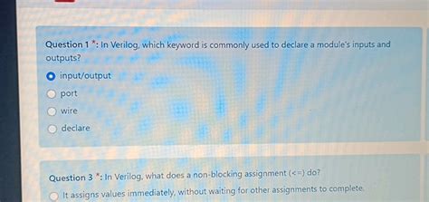 Question 1 In Verilog Which Keyword Is Studyx