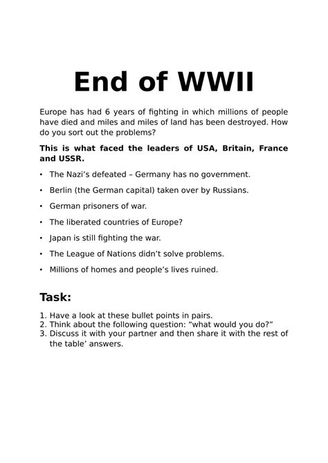 Wwii Worksheets