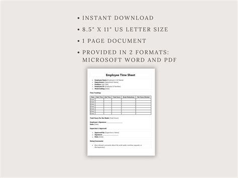 Employee Time Sheet Editable Time Sheet Employee Time Tracker Time