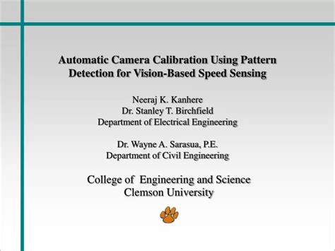 Ppt Automatic Camera Calibration Using Pattern Detection For Vision Based Speed Sensing