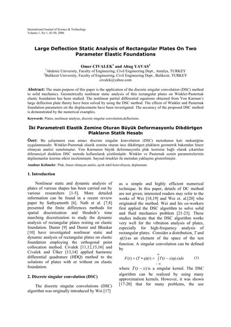 Pdf Large Deflection Static Analysis Of Rectangular Plates On Two