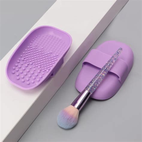 자주빛 솔 메이크업 브러쉬 클리너 패드 메이크업 도구 화장용 브러시 클리닝 매트