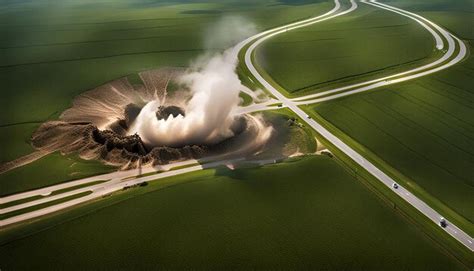 A Tornados Destructive Path Seen From Above Premium Ai Generated Image