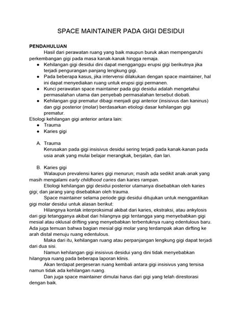 Space Maintainer Pada Gigi Desidui Pdf