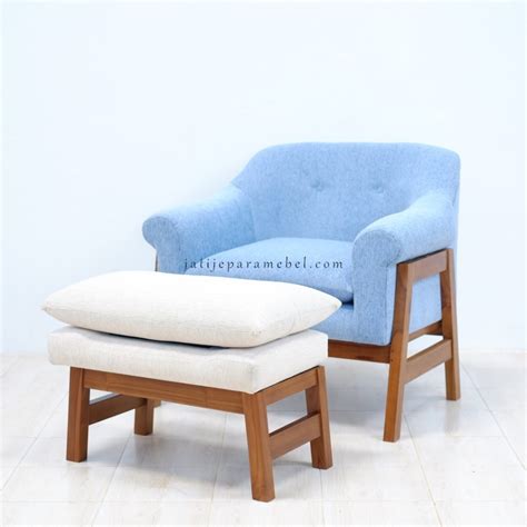 Single Sofa Modern Minimalis With Ottoman Jati Jepara Mebel