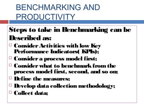 Benchmarking And Productivity Ppt