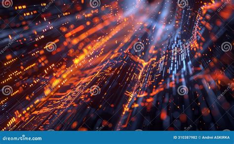 Abstract Digital Wave Of Glowing Particles And Binary Code Technology