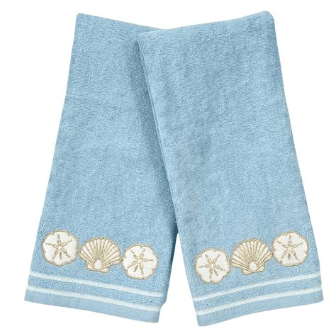 Serafina Home Coastal Hand Towels For Bathroom Set Of 2 Light Blue