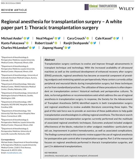 Jiapeng Huang Md Phd Fasa Fase D Aba D Nbe On Linkedin Regionalanesthesia Transplantation