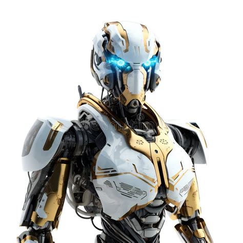 Android Cyborg Isolated On White Background Stock Illustration
