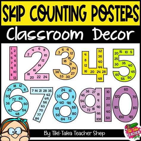 Skip Counting Posters Large Number Display Rainbow Brights Classroom Decor Made By Teachers