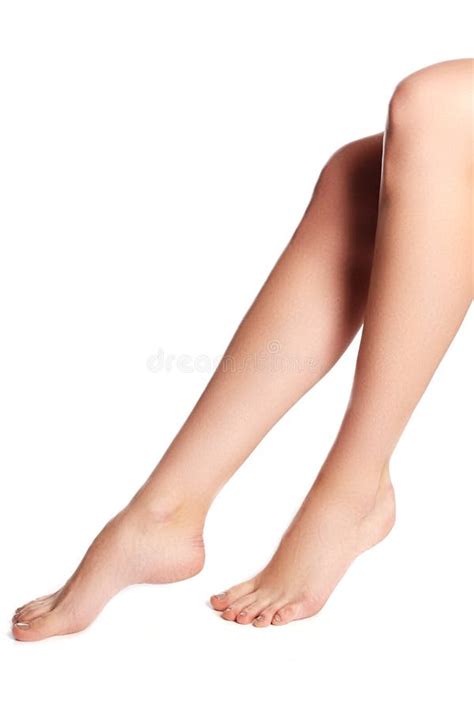 Perfect Female Legs Isolated White Background Beautiful Fem Stock