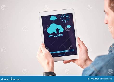 Uploading Files On Cloud Service Stock Image Image Of Equipment
