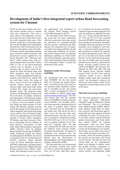 Pdf Development Of Indias First Integrated Expert Urban Flood Forecasting System For Chennai