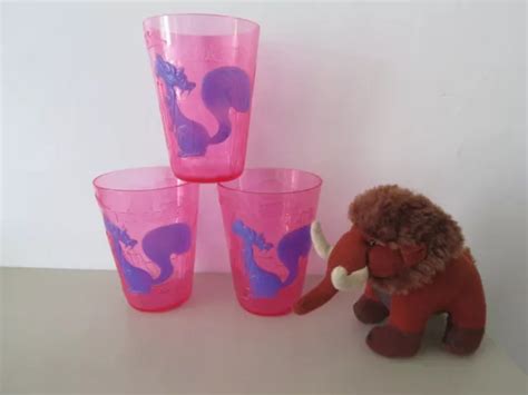 Mcdonalds Ice Age Scrat Plastic Drinking Cups X3 2009 And Mammoth Plush