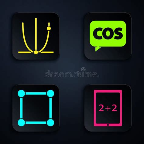 Set Tablet With Calculator Graph Schedule Chart Diagram Geometric