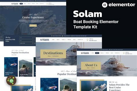 Solam Boat Booking Elementor Pro Template Kit Latest Download