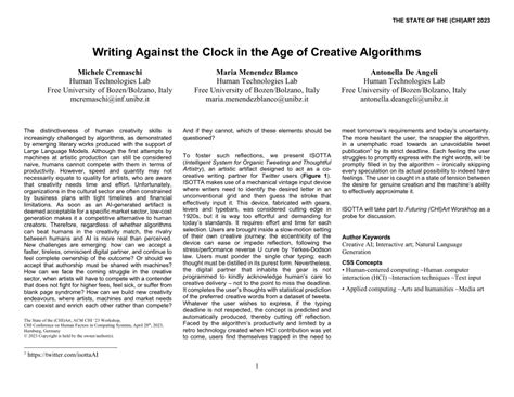 PDF Writing Against The Clock In The Age Of Creative Algorithms