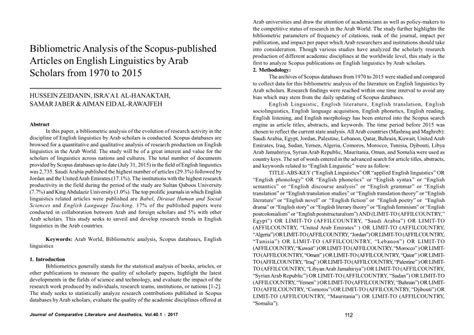 Pdf Bibliometric Analysis Of The Scopus Published Articles On English