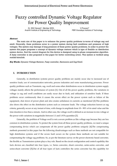Pdf Fuzzy Controlled Dynamic Voltage Regulator For Power Quality Improvement