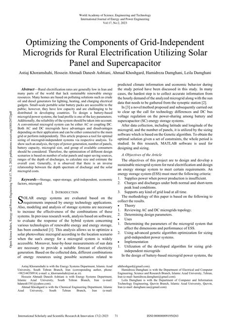 Pdf Optimizing The Components Of Grid Independent Microgrids For