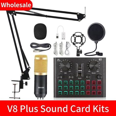 V8 Plus Sound Card Mixer Singing Noise Reduction Portable Microphone Voice BM800 Live Broadcast