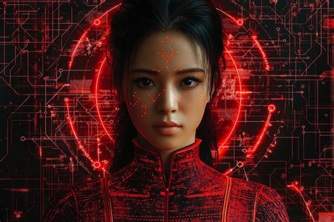 Portrait Of A Woman Symbolically Turning Into Virtual Human Virtual Character Or Digital Clone