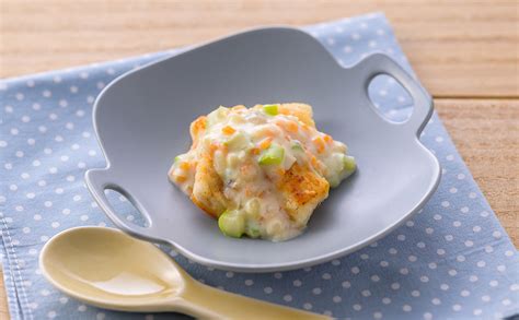【離乳食】かれいのムニエル 豆乳クリームソース｜豆乳レシピ｜マルサンアイのお料理レシピ｜マルサンアイ株式会社