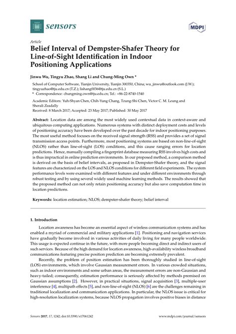 pdf belief interval of dempster shafer theory for line of sight