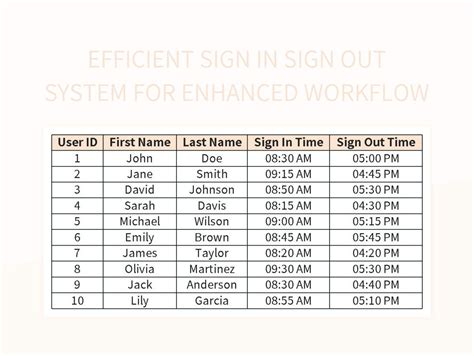 Efficient Sign In Sign Out System For Enhanced Workflow Excel Template