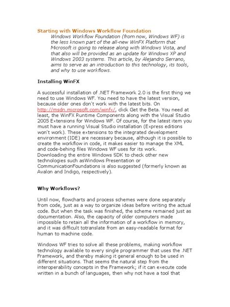 Starting With Windows Workflow Foundation Download Free Pdf