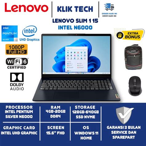 Jual Laptop Murah Lenovo Ideapad Slim 1 15 N6000 12gb 512gb Ssd Fhd