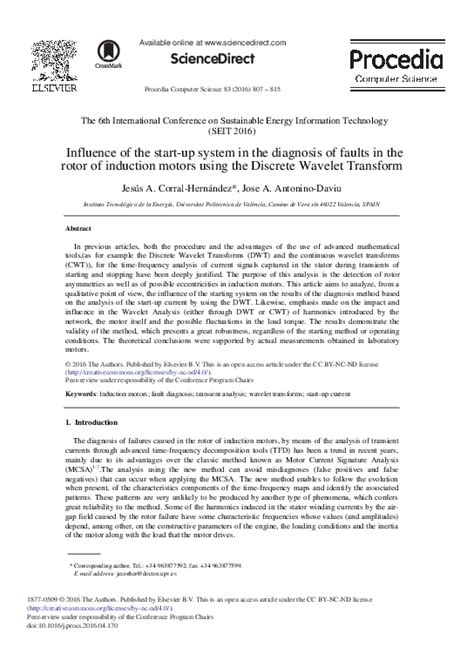 Pdf Influence Of The Start Up System In The Diagnosis Of Faults In