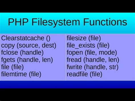 PHP Filesystem Functions YouTube