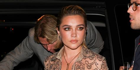 Florence Pugh Forgoes Bra In Sheer Nude Valentino Crop Top And Skirt