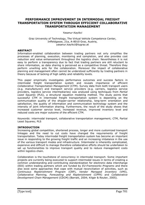Pdf Performance Improvement In Intermodal Freight Transportation System Through Efficient
