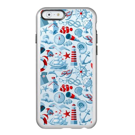 Nautical Red White And Blue Pattern Incipio Iphone Case Zazzle Blue