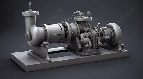 3d에서 고속 산업용 펌프 회색 격리된 배경에 차단 밸브가 있는 산업용 펌프 및 파이프 섹션의 3d 모델 3d 그림 고화질 사진 사진 배경 일러스트 및 사진 무료