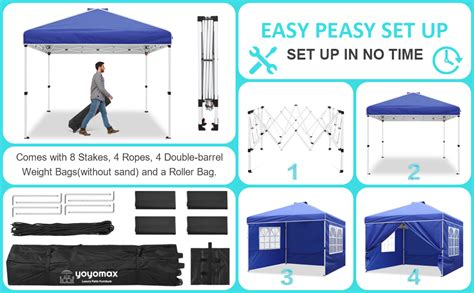 Yoyomax 8x 8 Pop Up Canopy Instant Folding Gazebo