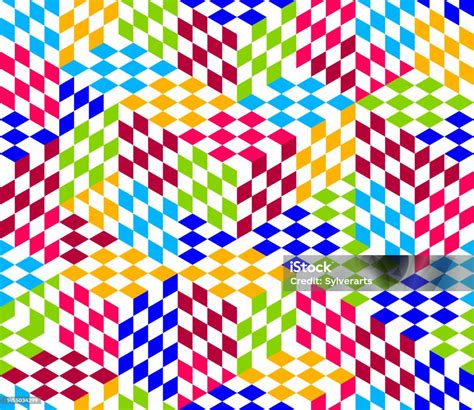 원활한 아이소메트릭 마름모 와 삼각형 기하학적 패턴 3d 큐브 벡터 타일링 배경 건축 및 건설 벽지 디자인 0명에 대한 스톡