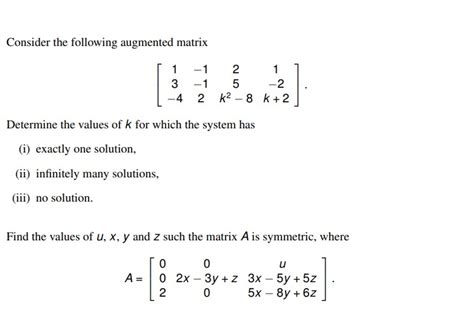 Solved Consider The Following Augmented
