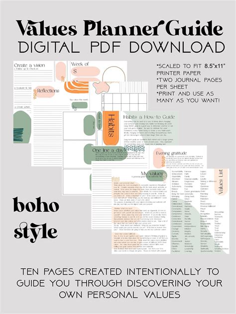 Values Planner Guide— Digital Download—pdf Download—boho Planner—bujo Etsy